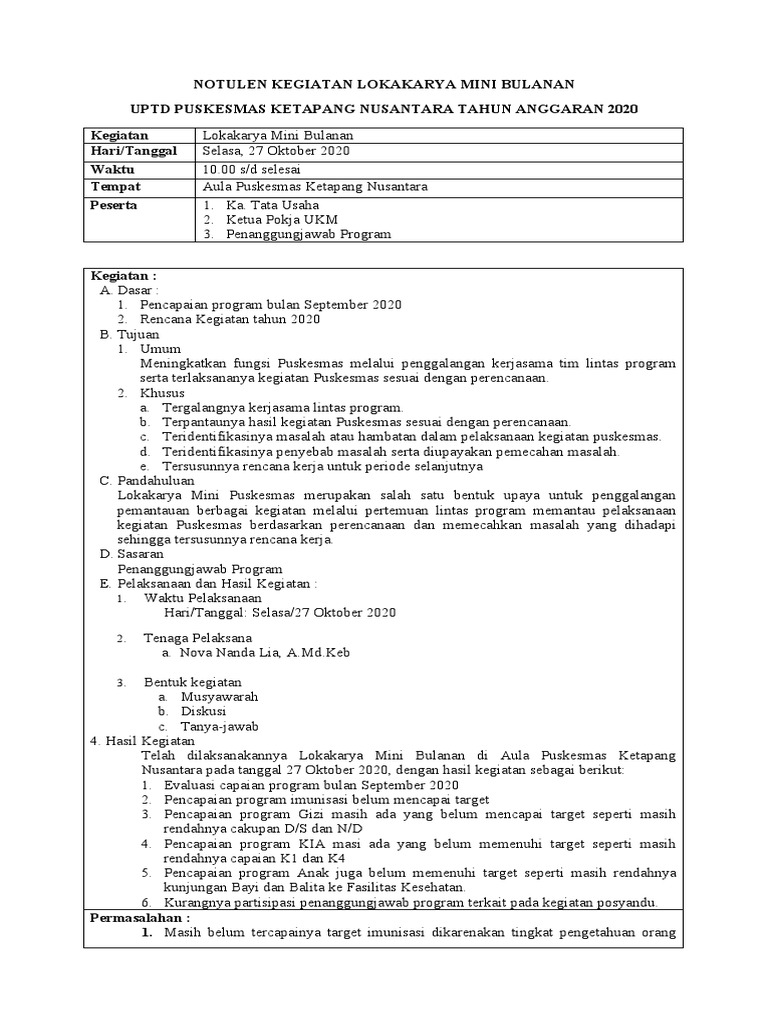 Notulen Lokmin Bulanan | PDF