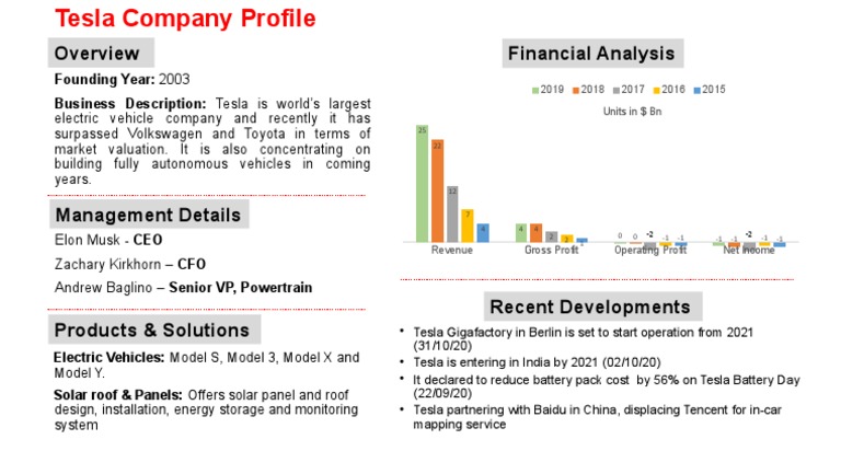 Tesla Company Profile and Financial Analysis in 40 Characters | PDF ...