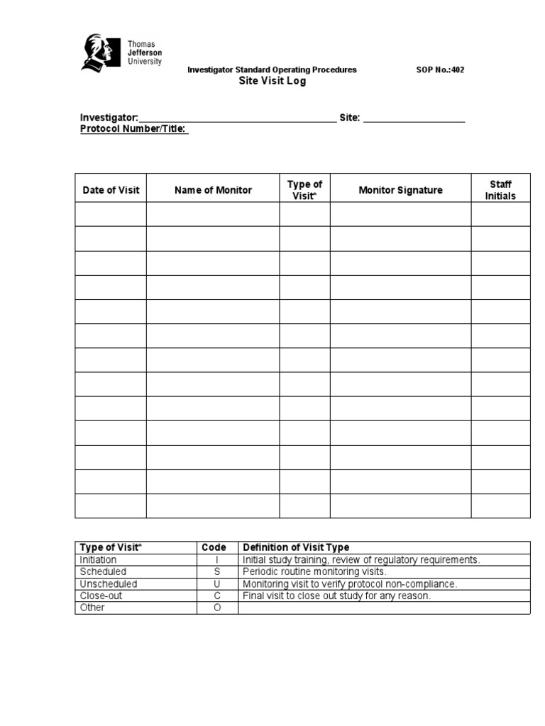 Site Visit Log | PDF