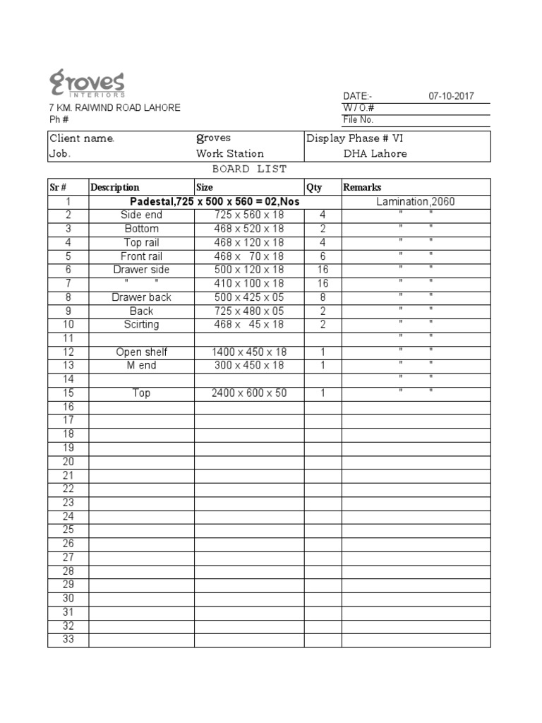 Board List for DHA Lahore Project | PDF