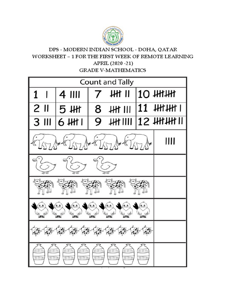 Dps - Modern Indian School - Doha, Qatar Worksheet - 1 For The First ...