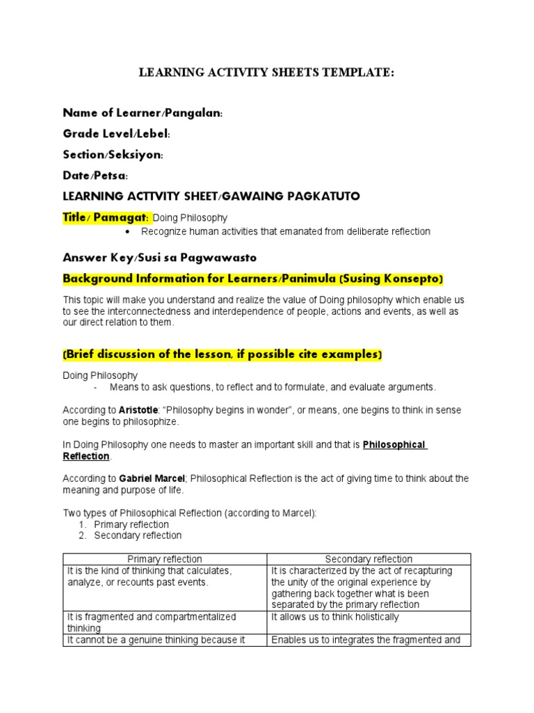 Philo WEEK 2 ACTIVITY SHEETS | PDF | Argument | Idea