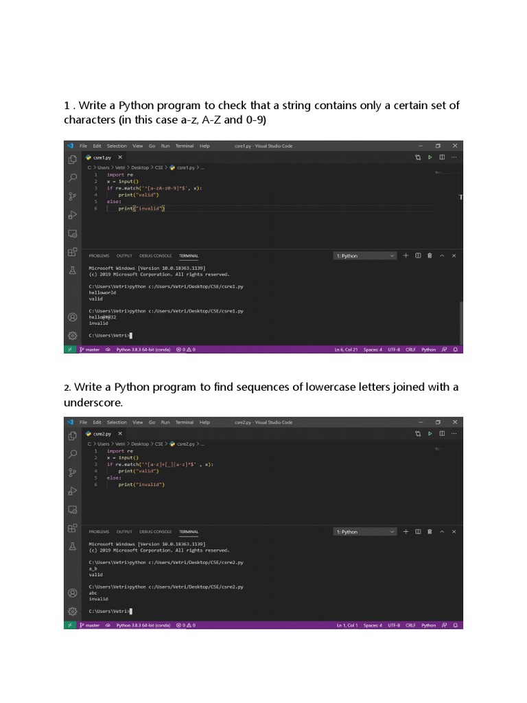 1 - Write A Python Program To Check That A String Contains Only A Certain Set of Characters (In ...