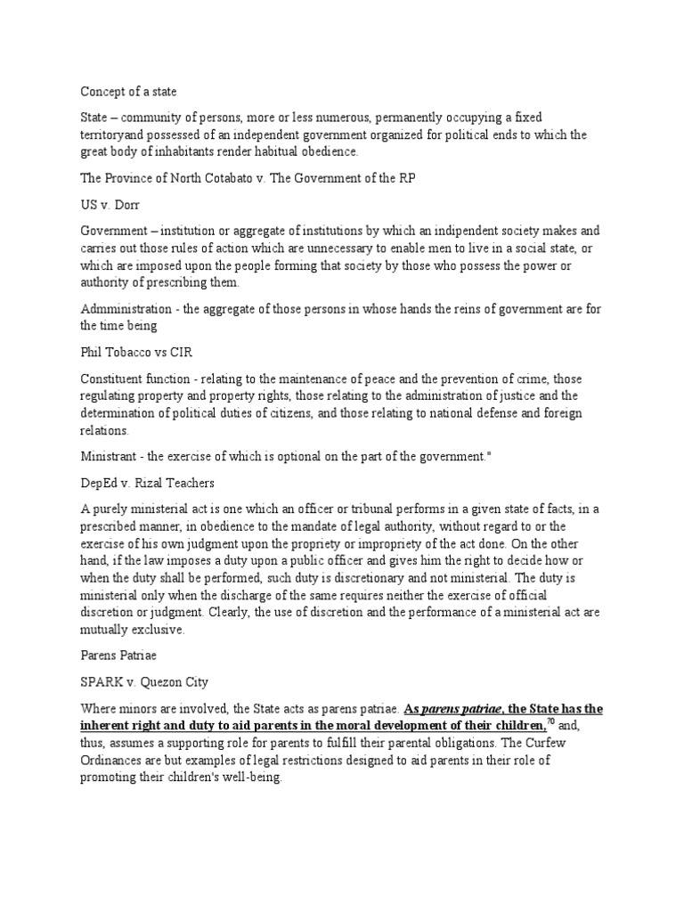 Parens Patriae, The State Has The Inherent Right and Duty To Aid ...