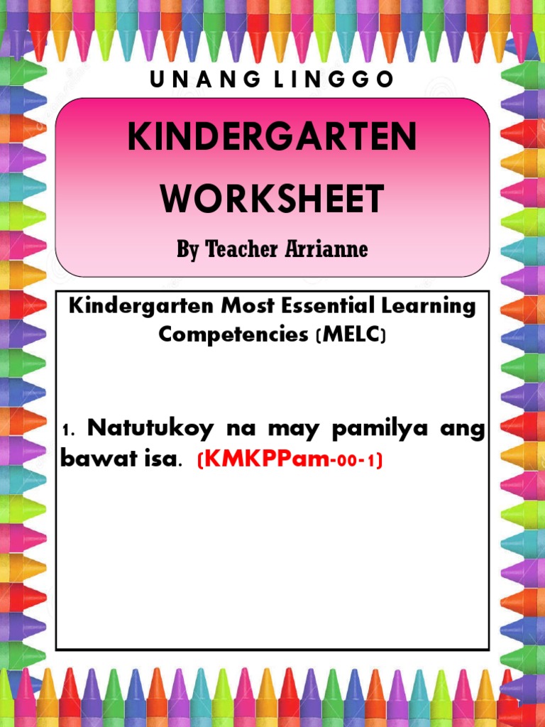 Kindergarten Worksheet Melc Week 11 | PDF