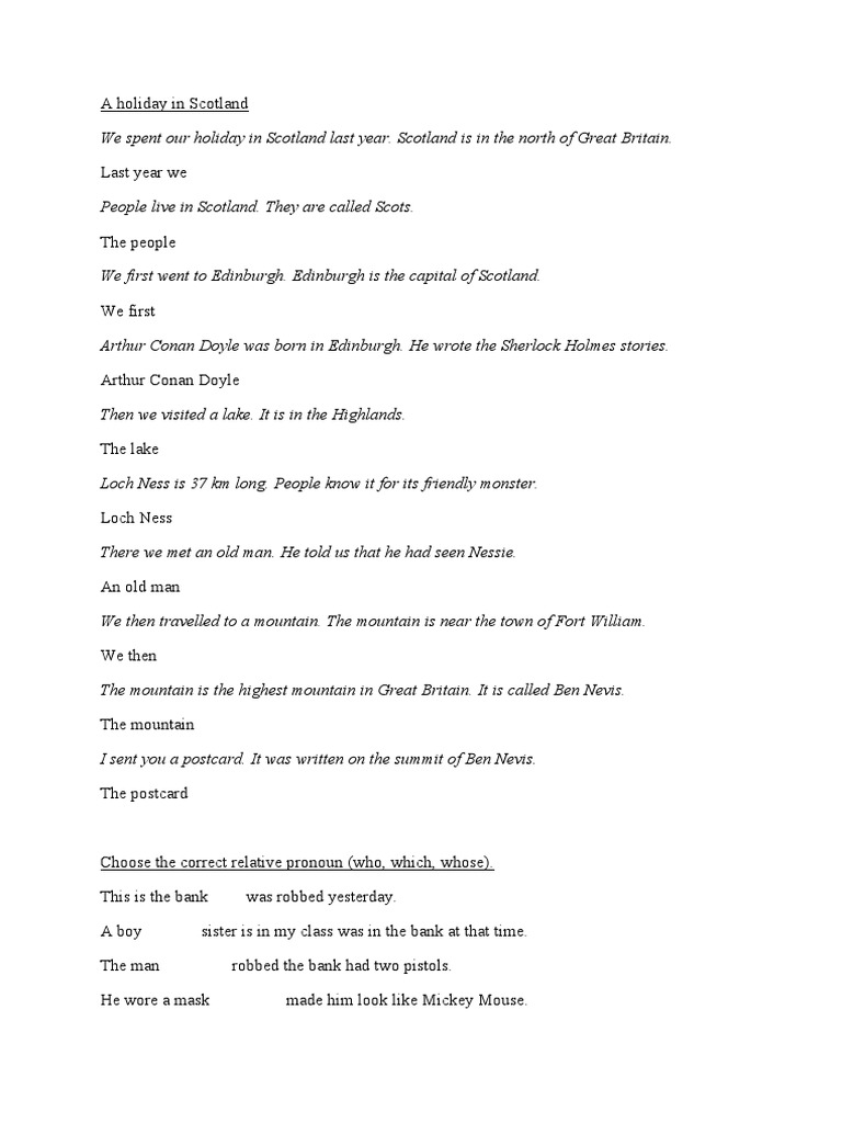 A Holiday in Scotland Relat. Clauses | PDF