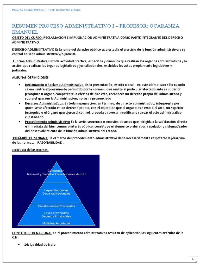 Resumen Proceso Administrativo I | PDF | Evidencia (ley) | Debido al proceso