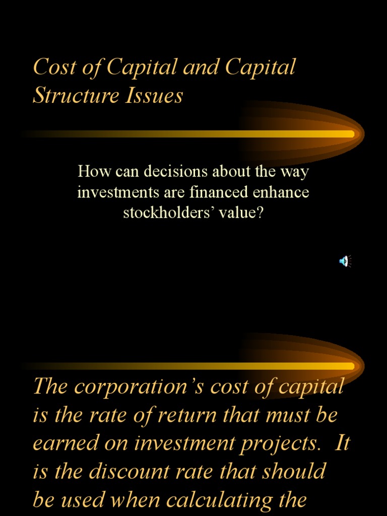 Understanding Cost of Capital & Structure | PDF | Cost Of Capital ...
