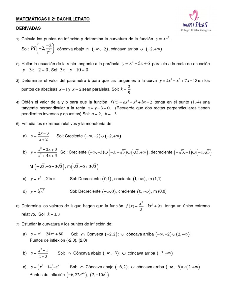 Hoja de Ejercicios. Derivadas PDF | PDF | Derivado | Línea (geometría)