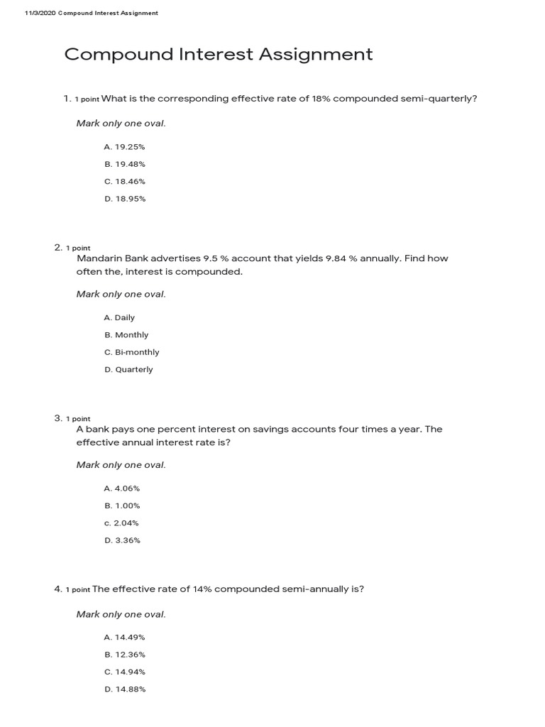 Compound Interest Assignment | PDF | Compound Interest | Interest