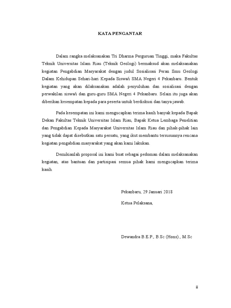Kata Pengantar Proposal | PDF