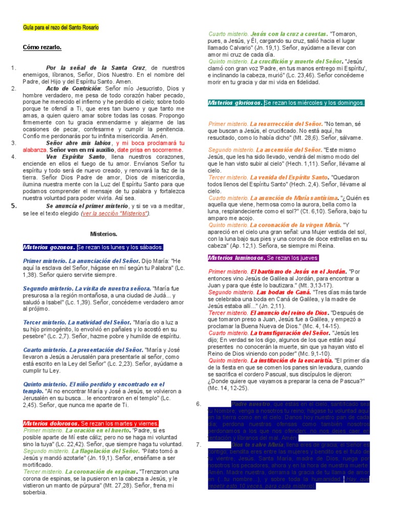 Guía para El Rezo Del Santo Rosario Completo | PDF | María, madre de ...