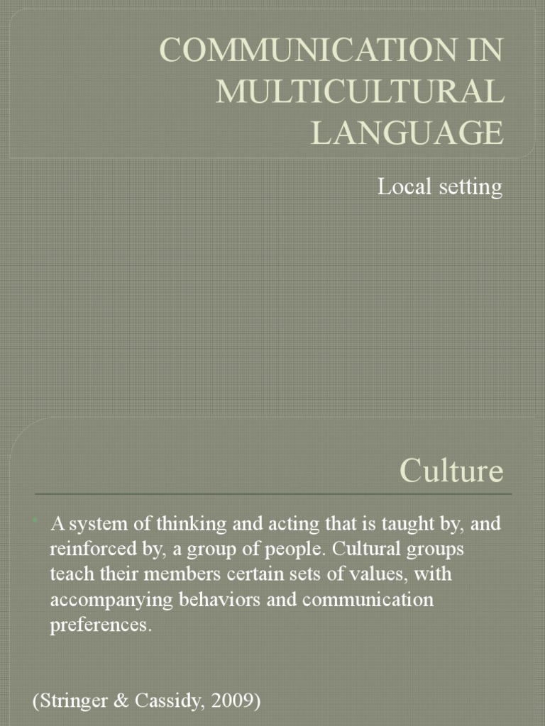 Communication in Multicultural Language: Local Setting | PDF ...