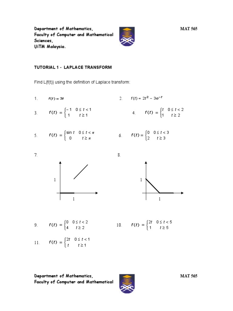 Laplace Tutorial 1,2,3 | PDF | Mathematical Concepts | Teaching Mathematics