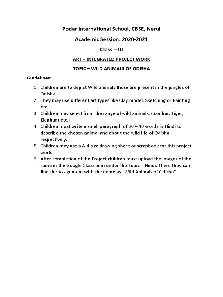 Art - Integrated Project Work - Hindi | PDF