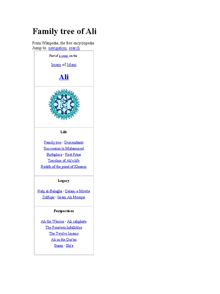 Family Tree of Ali | PDF | Ali | Shia Islam
