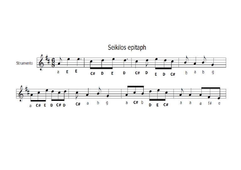 Seikilos Epitaph (Score, Modern Transcription) PDF | PDF