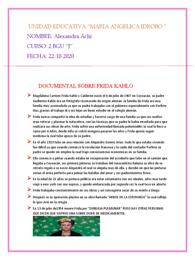 Frida Kahlo Alexandra Achi | PDF