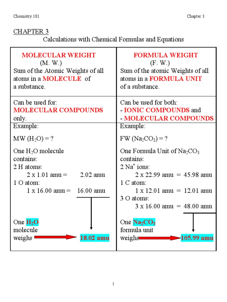Lecture 4 Calculations With Chemical Formulas and Equations PDF | PDF ...