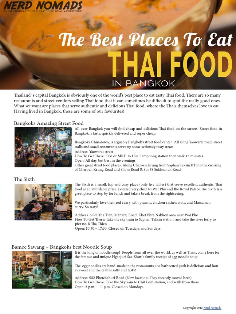 Bangkoks Amazing Street Food: Nerd Nomads | PDF | Thai Cuisine | Bangkok
