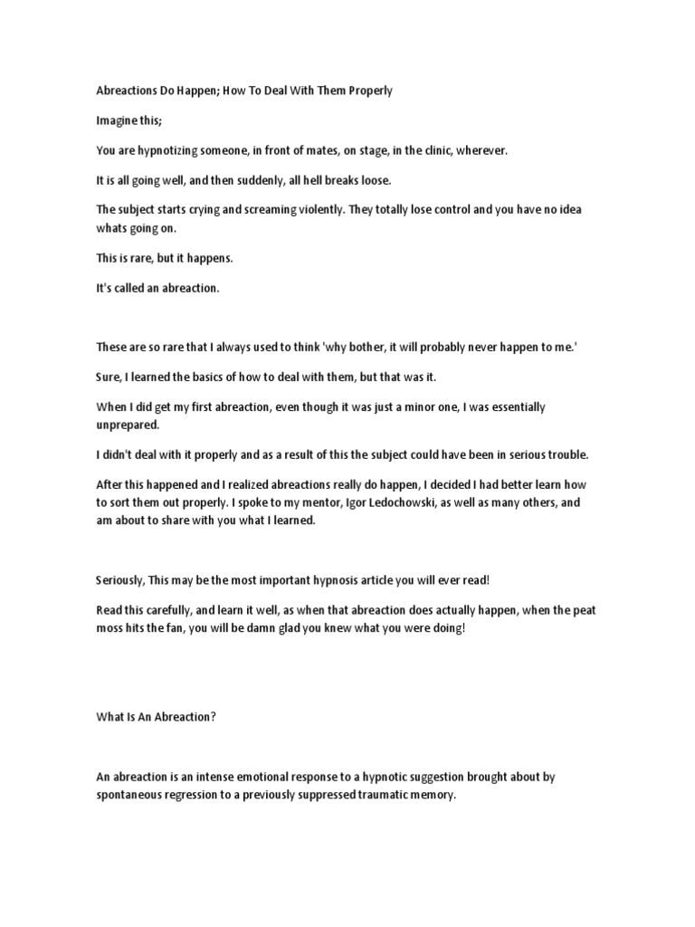 Abreactions PDF | PDF | Hypnosis | Mind