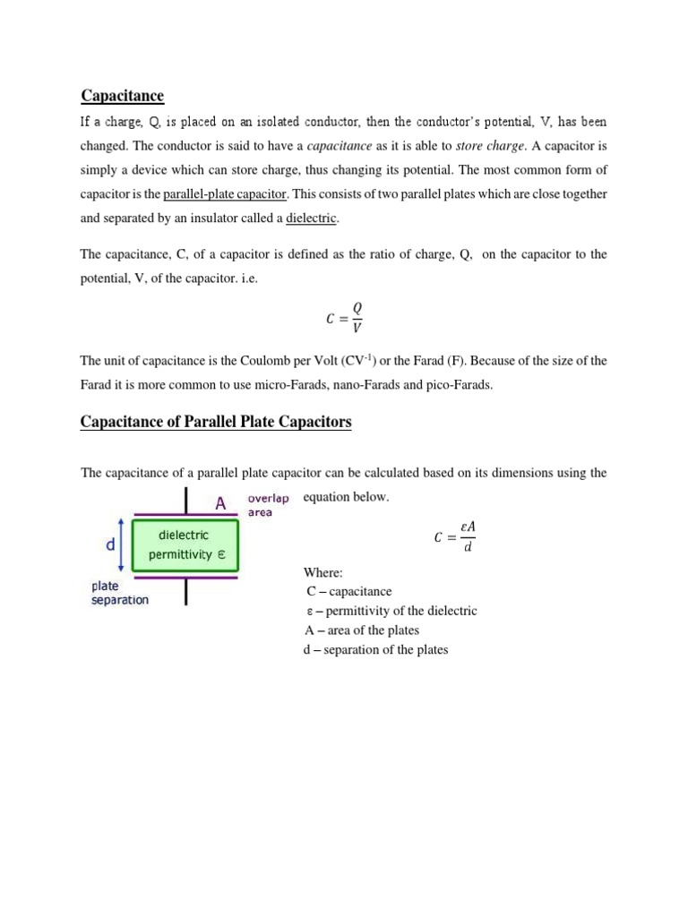Capacitance | PDF | Capacitance | Capacitor