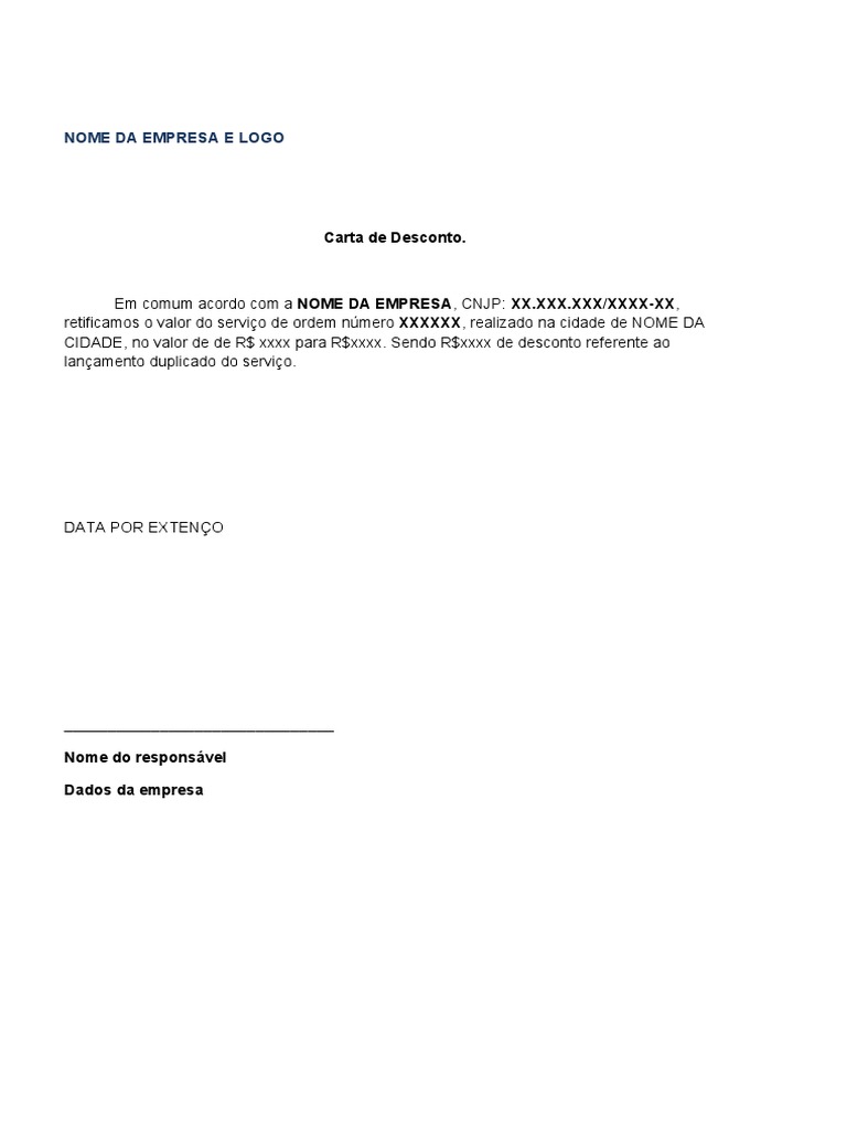 Modelo Carta de Desconto | PDF