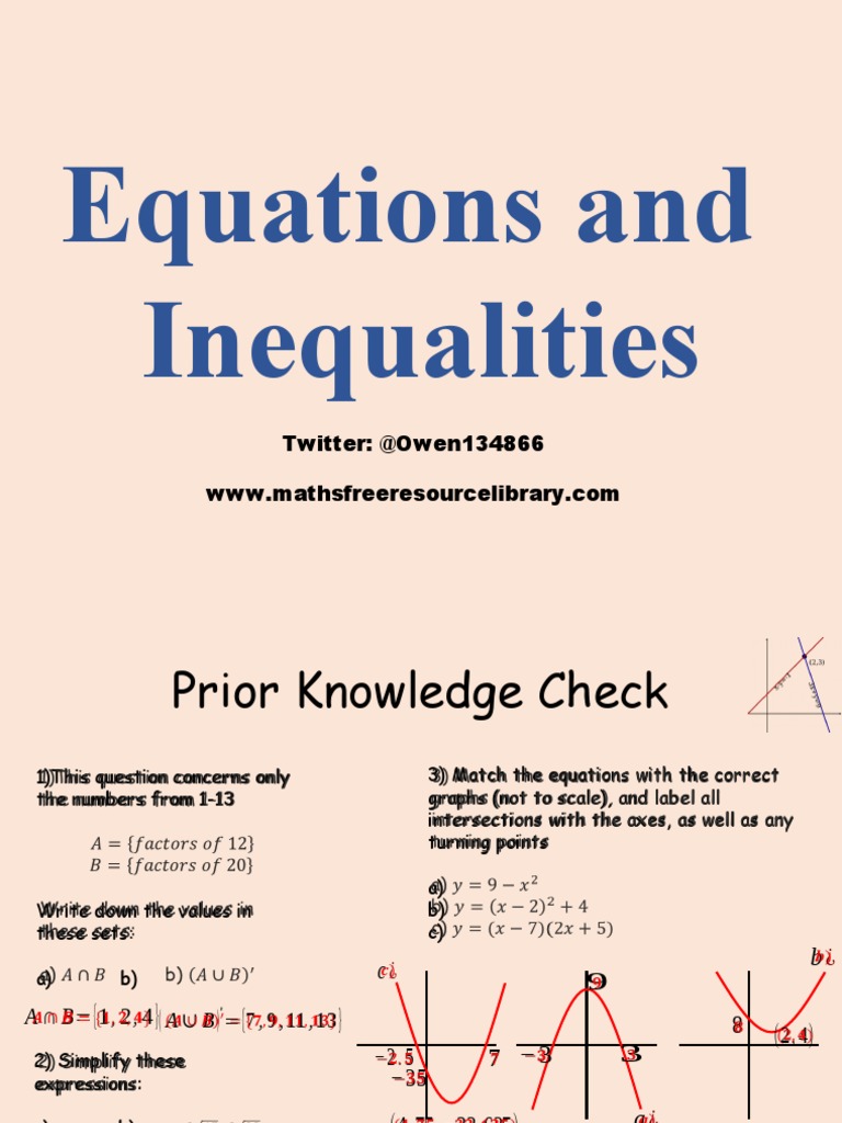 Equations and Inequalities Guide | PDF | Quadratic Equation ...