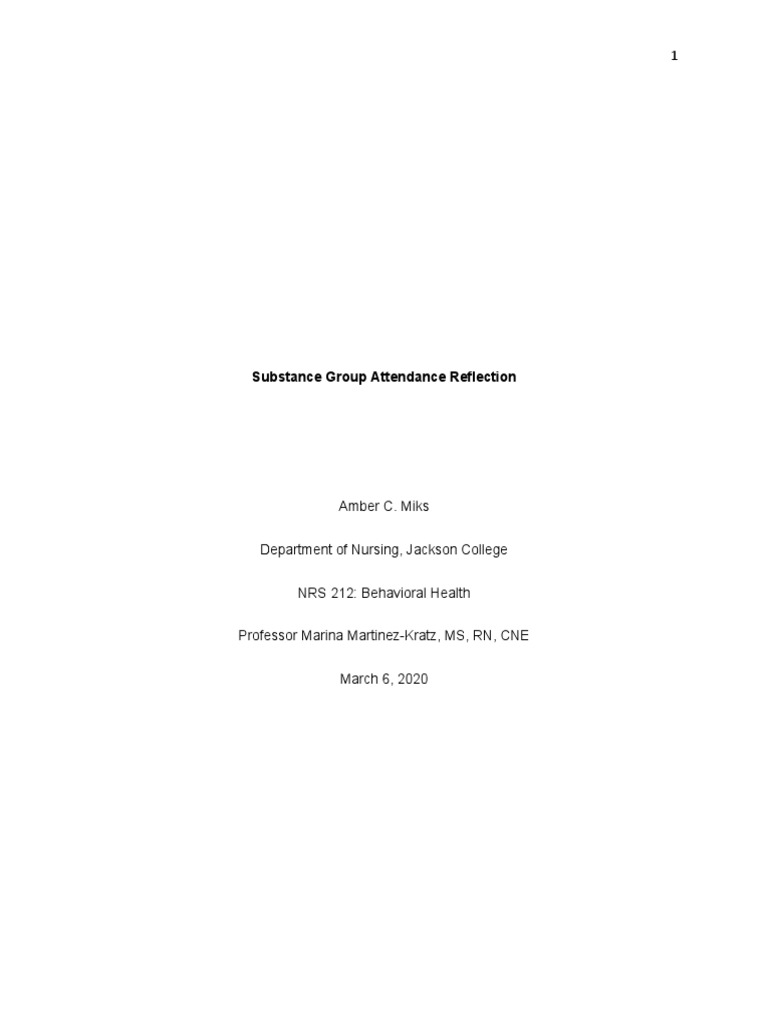 Substance Group Reflection Paper | PDF | Substance Dependence ...