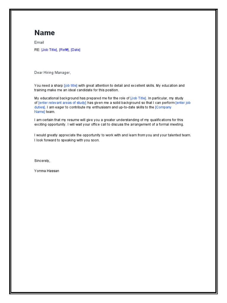 Cover Letter Temp | PDF