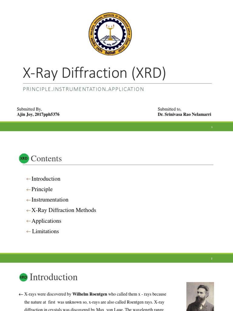 X-Ray Diffraction (XRD) PDF | PDF | X Ray Crystallography | Crystal ...