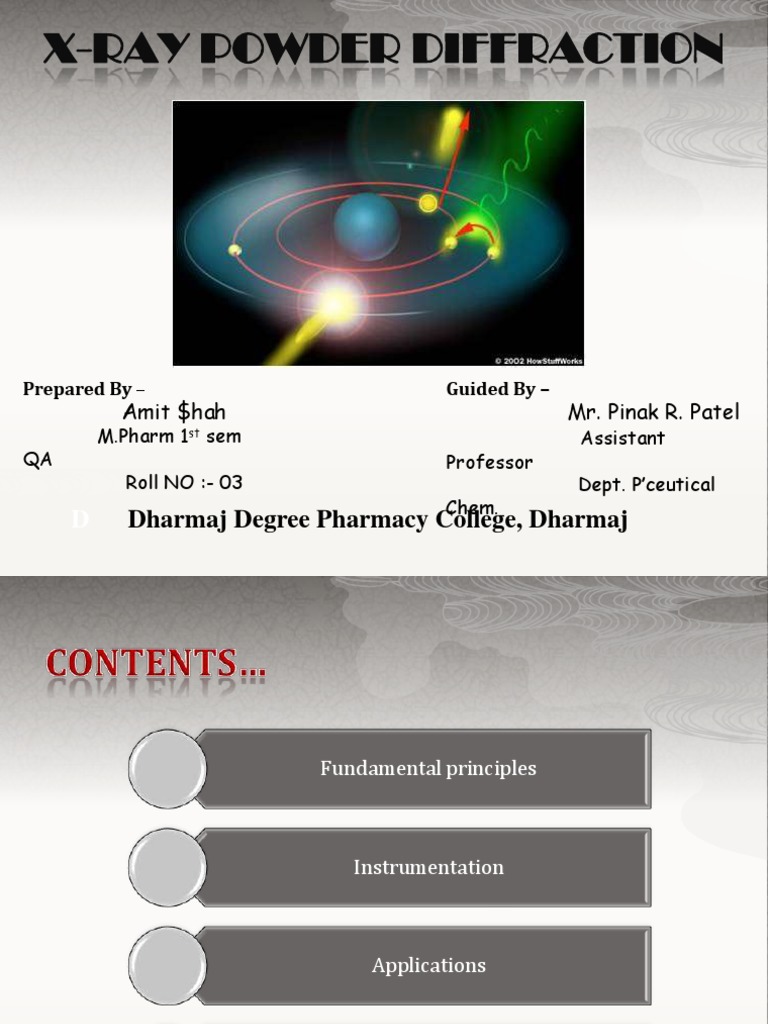 X-Ray Powder Diffraction: Dharmaj Degree Pharmacy College, Dharmaj ...