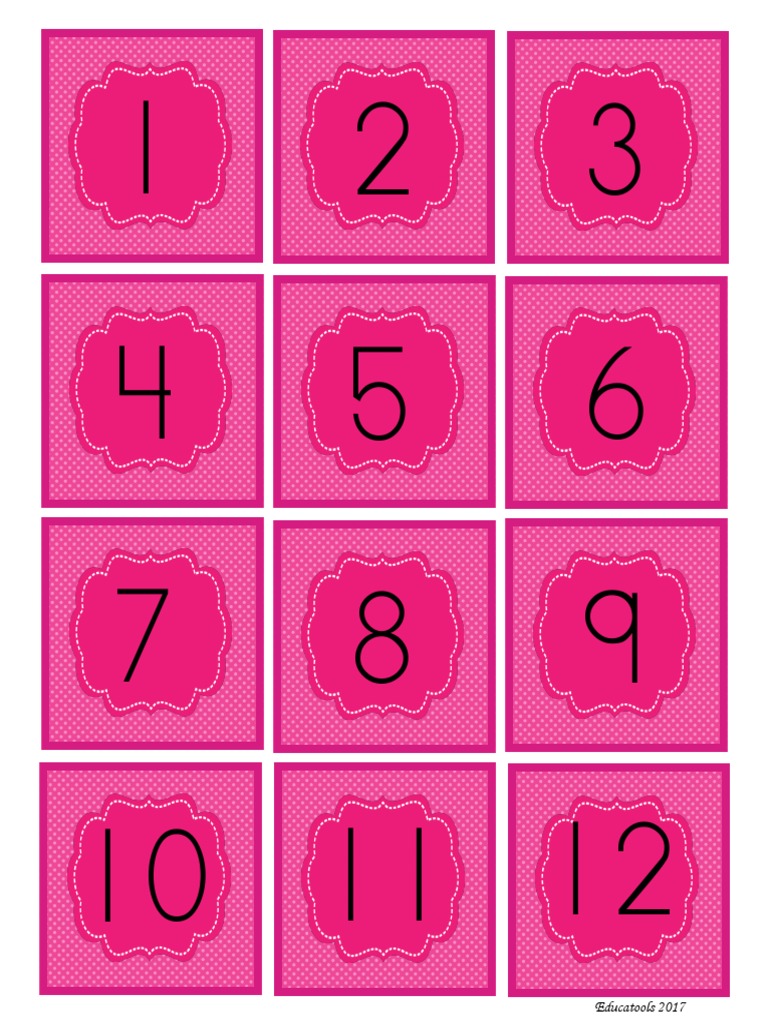 Numeros para Calendario Rosa | PDF