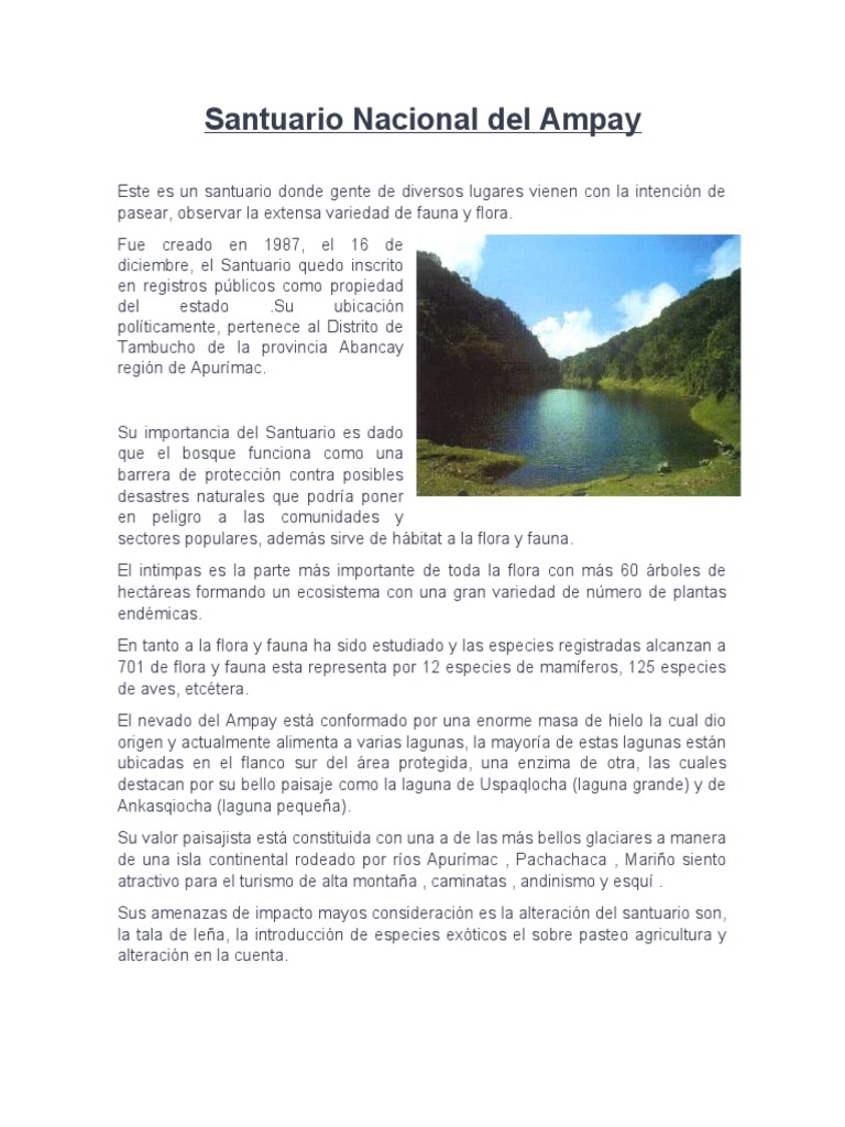 Santuario Nacional Del Ampay | PDF