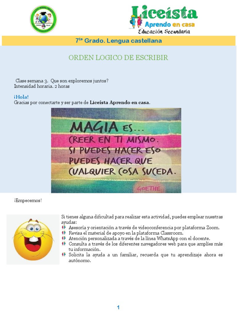 2020 701 LENGUA CASTELLANA ORDEN LOGICO DE ESCRIBIRr | PDF ...