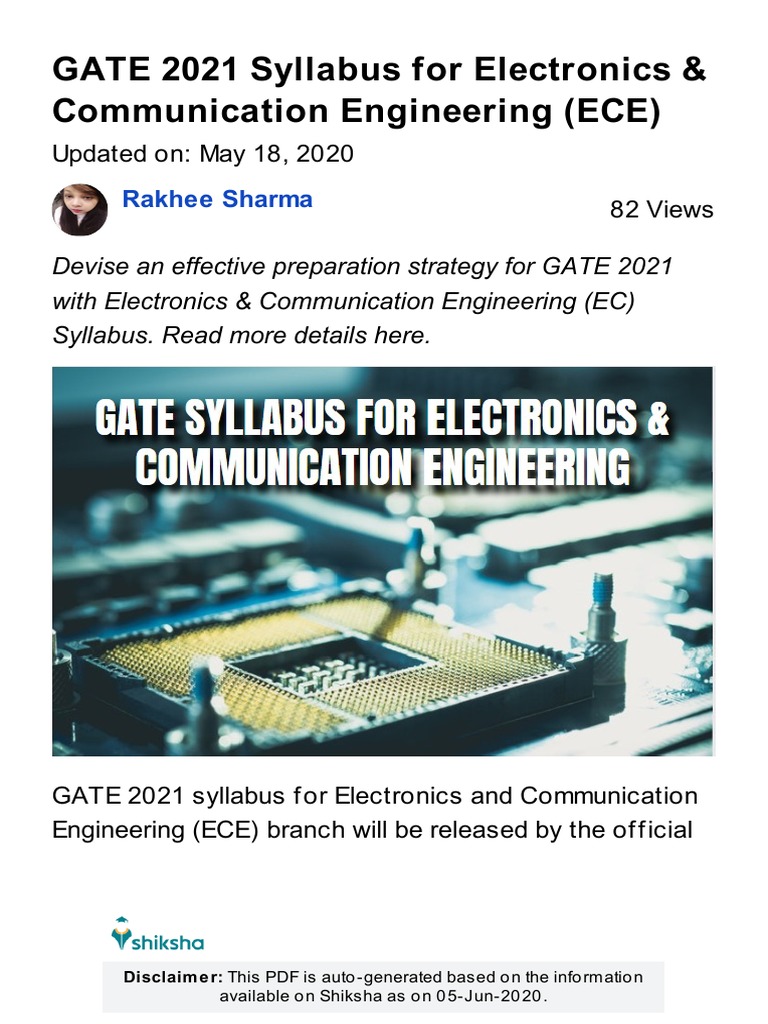 GATE 2021 Syllabus For Electronics & Communication Engineering (ECE ...