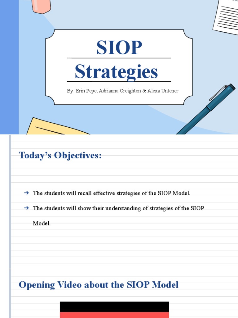 Siop Strategies Lesson | PDF | Neuropsychological Assessment ...