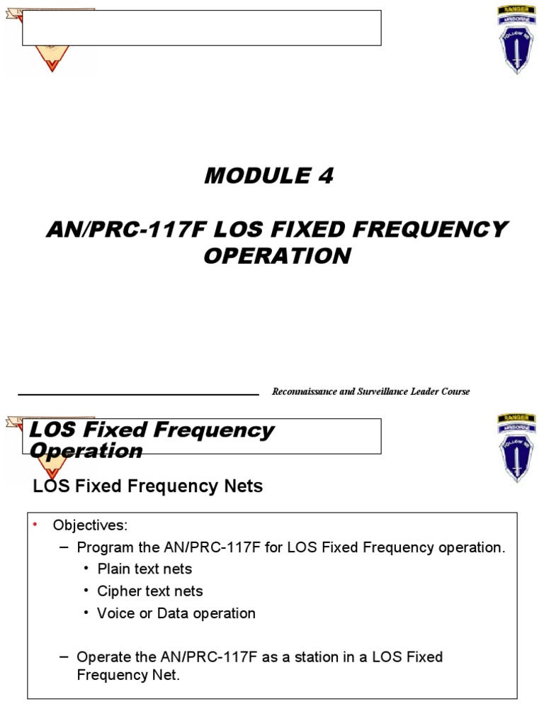 An/Prc-117F Los Fixed Frequency Operation: Reconnaissance and ...