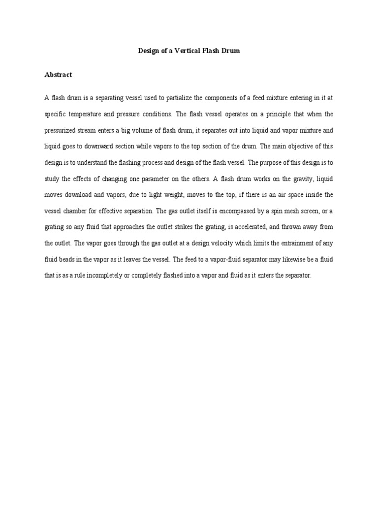 Report-Design of A Vertical Flash Column | Download Free PDF ...