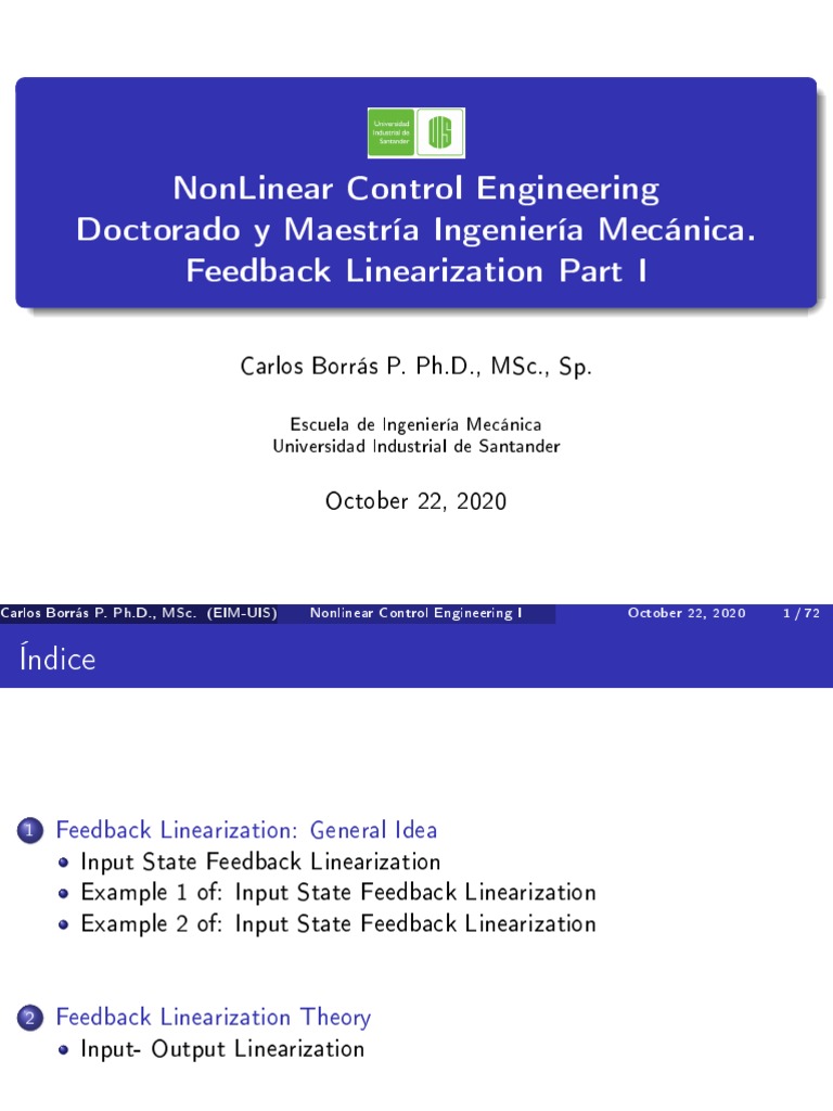 Feedback Linearization in Nonlinear Systems | PDF | Nonlinear System ...