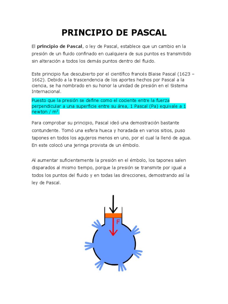 Principio de Pascal | Descargar gratis PDF | Física | Ingeniería mecánica