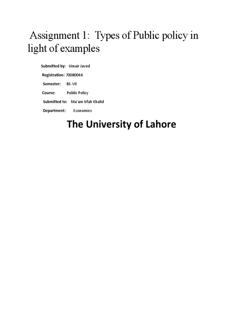 Types of Public Policy With Examples | PDF