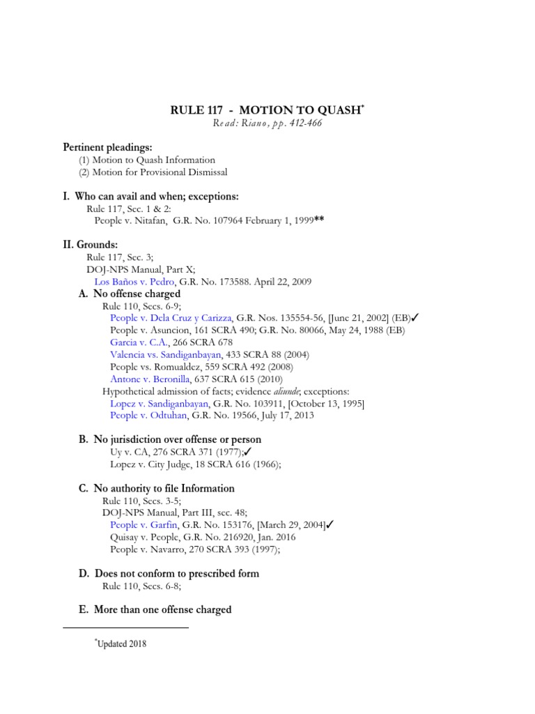 Rule 117 Motion To Quash 2019 | PDF | Government Information | Public Law