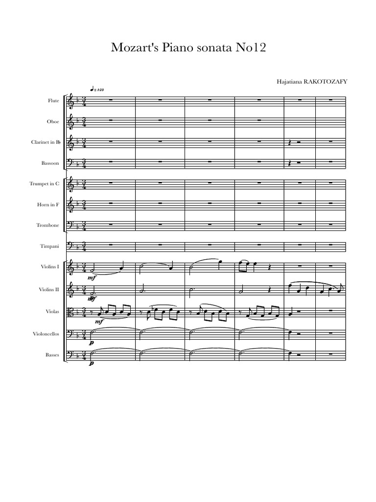Mozart's - Piano - Sonata - No12 2 | PDF | Compositions For Symphony ...