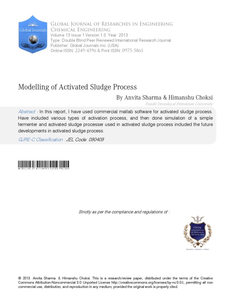 Modelling of Activated Sludge Process PDF | PDF | Environmental ...