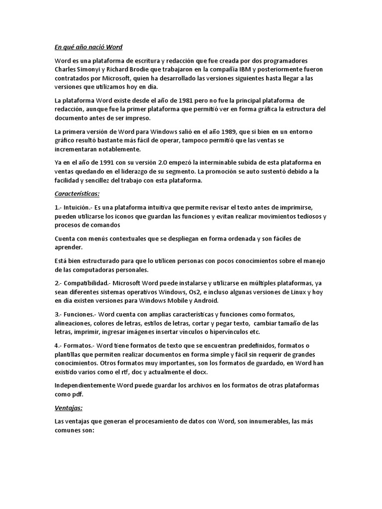 En Qué Año Nació Word | PDF | Microsoft Word | Tecnología digital