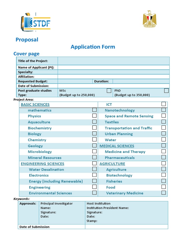 STDF Grant Application Proposal Form | PDF | Doctor Of Philosophy | Thesis