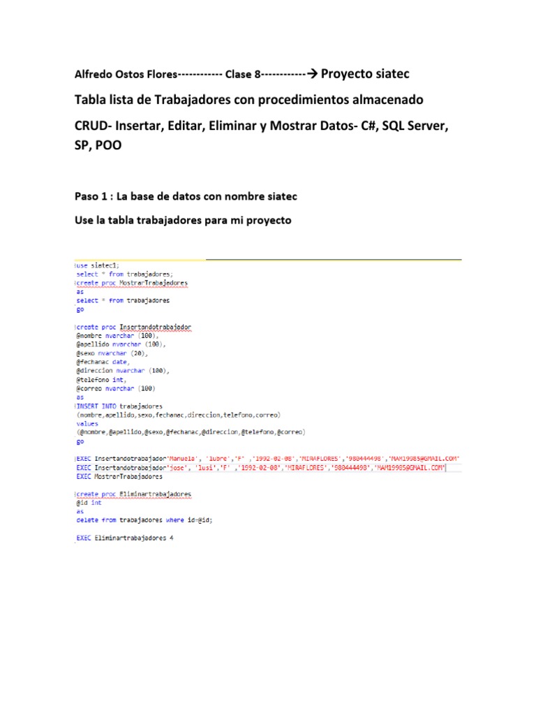 CRUD - C# - BDsiatec - Con Capas - Procedimiento - Almacenado | PDF