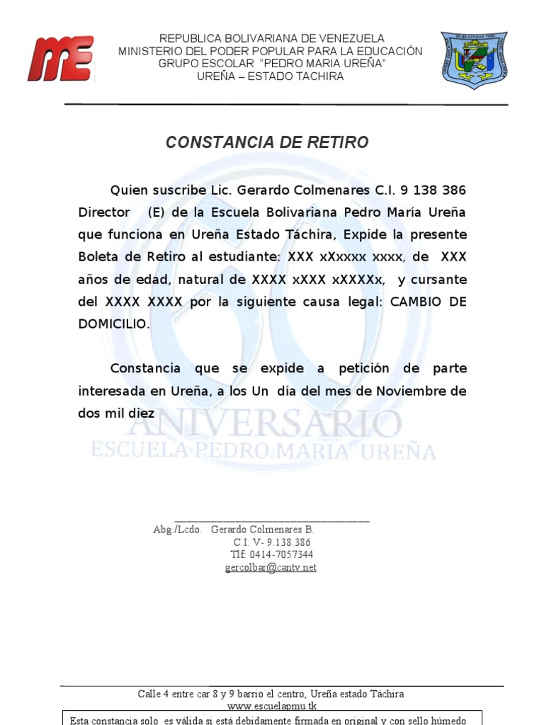 Constancia Retiro | PDF