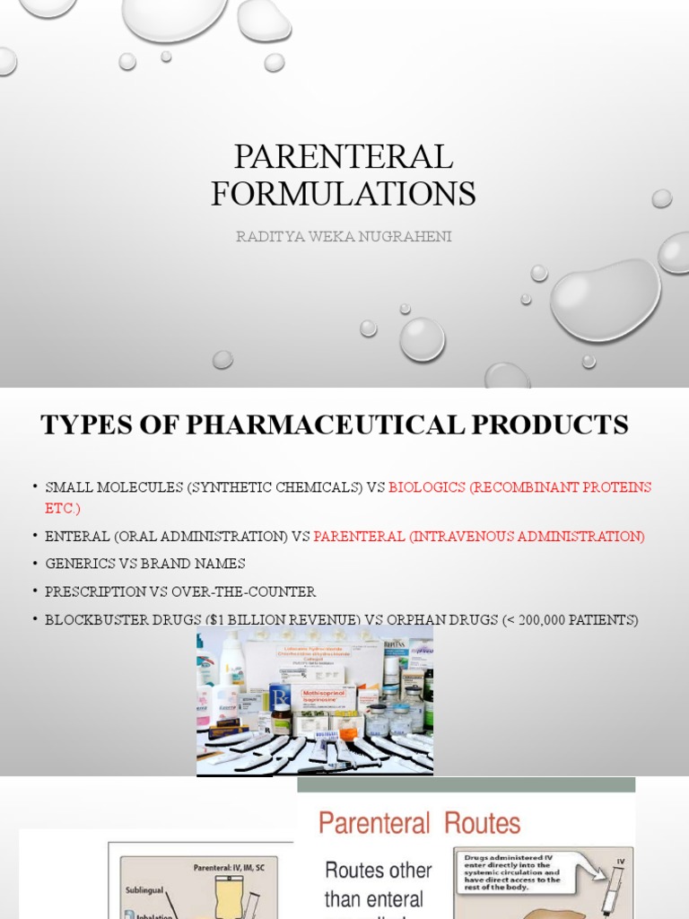 Sterile Manufacturing - Parenteral Formulations Facility and Excipients ...
